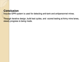 Landmine detection using impulse ground penetrating radar | PPTX