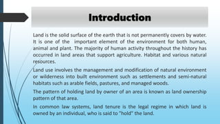 Land ownership pattern and land tenure | PPTX