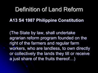 Land reform and political dynasty | PDF