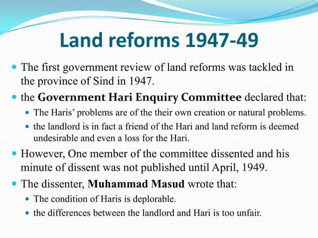 Land reform in pakistan | PPTX | Agriculture | Industries