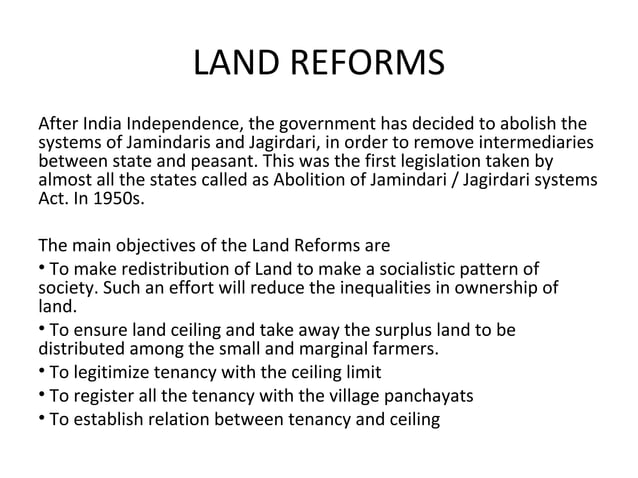 Land reforms in india | PPT