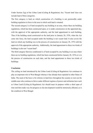 Land reforms vis a-vis urban land ceiling act and its connotations in ...