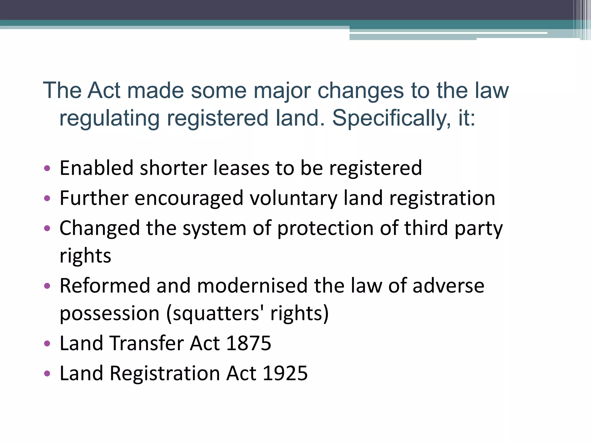 Land registry act 2002 | PPTX