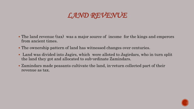 Land revenue system in british india | PPTX