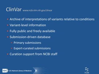 ClinVar: Aggregating Data to Improve Variant Interpretation - Melissa ...