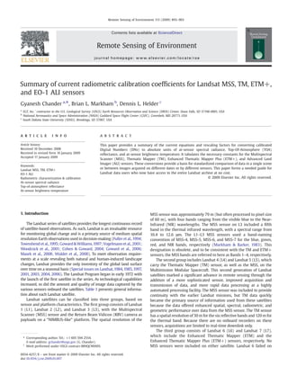 Landsat calibration summary_rse | PDF
