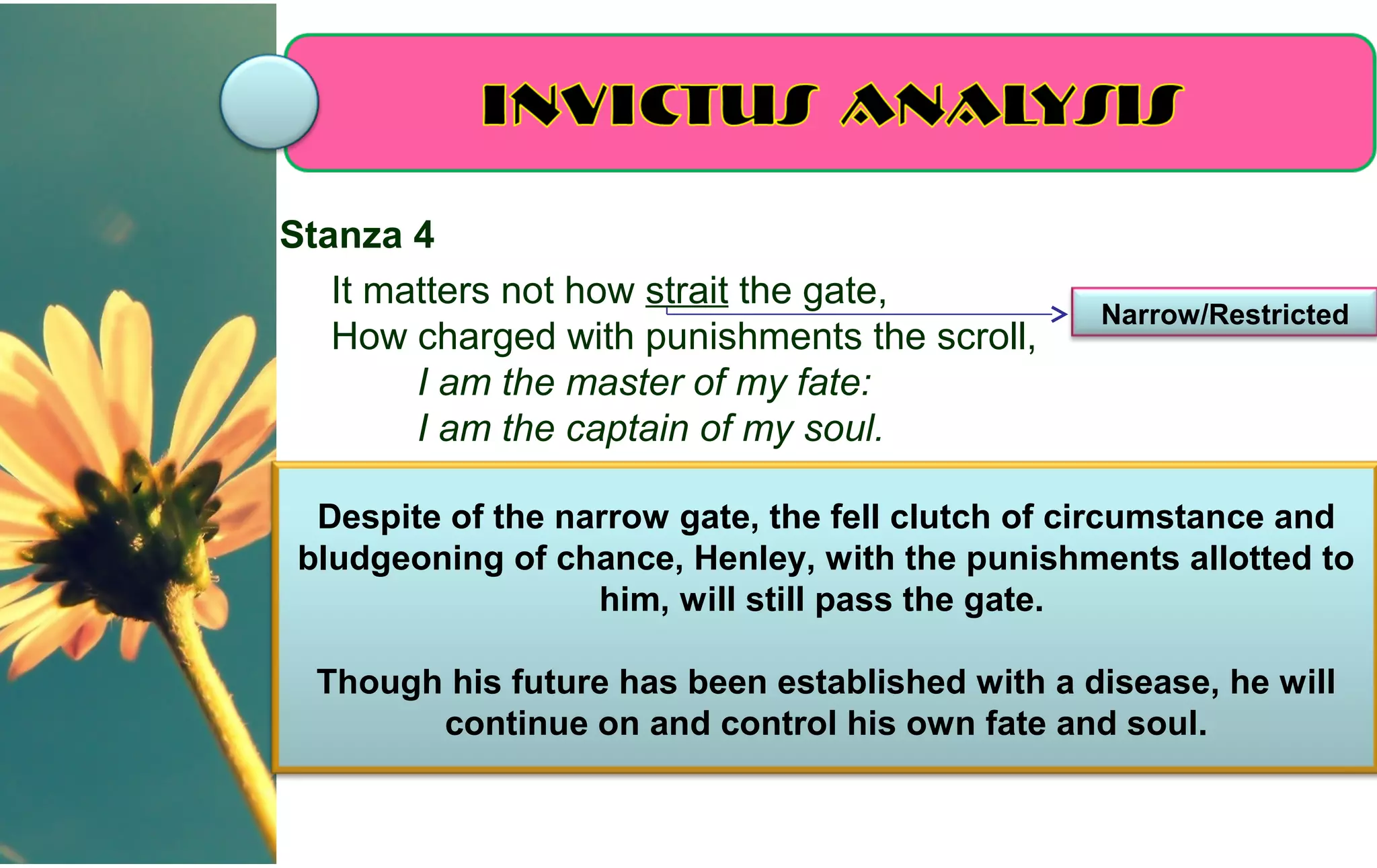 INVICTUS ANALYSIS by William Ernest Henley | PPT