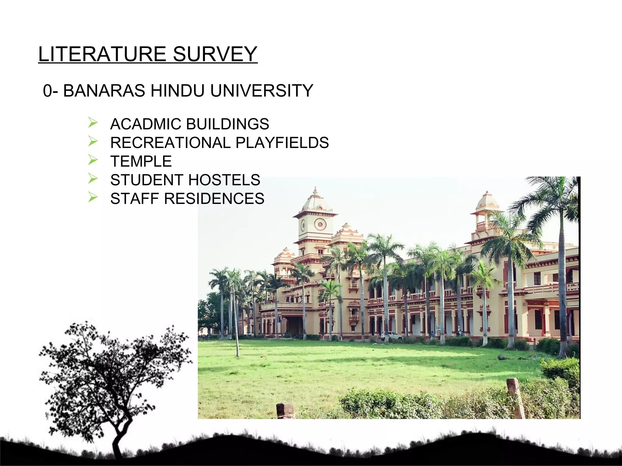 Landscape and design elements in an institutional campus. | PPT