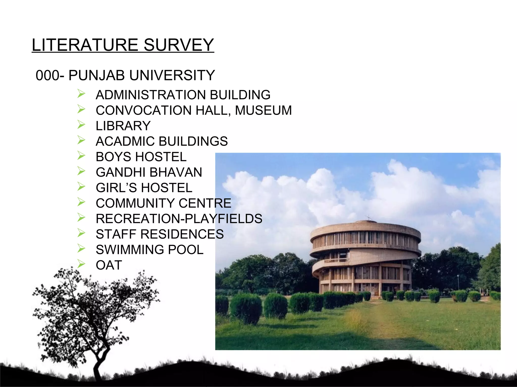 Landscape and design elements in an institutional campus. | PPT