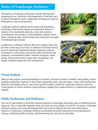 Landscape architect role, process and procedure in completing projects ...