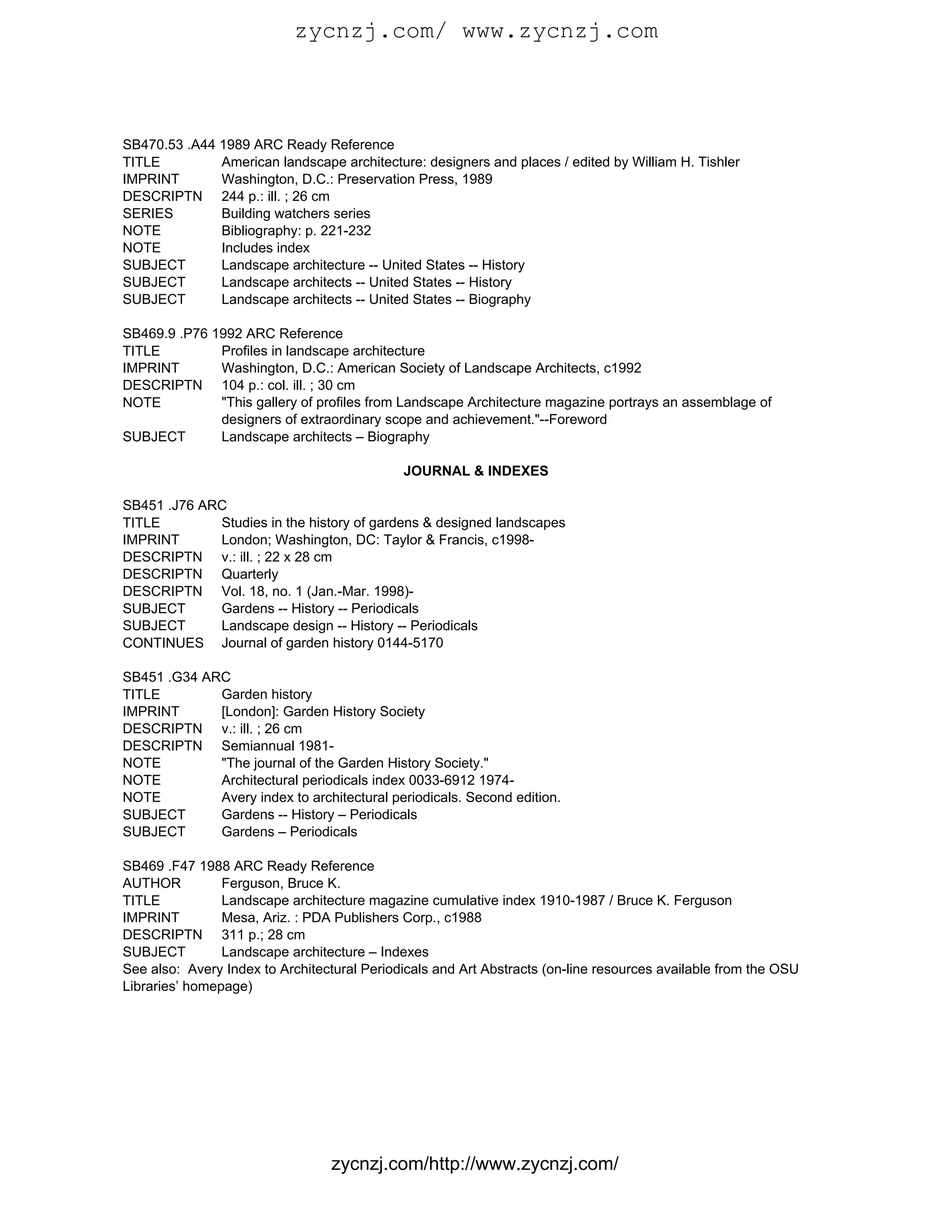 Landscape architecture history sources | PDF | Biographies | Genres