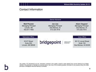 Bridgepoint Midwest M&A Quarterly Update Q1-13 | PPT
