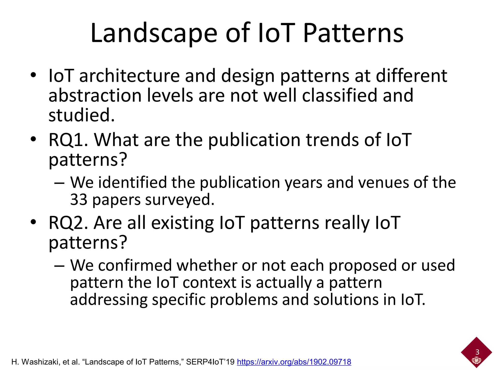 Landscape of IoT and Machine Learning Patterns | PPT