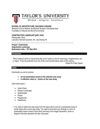 CONSTRUCTED LANDSCAPE PROJECT 1 BRIEF | PDF