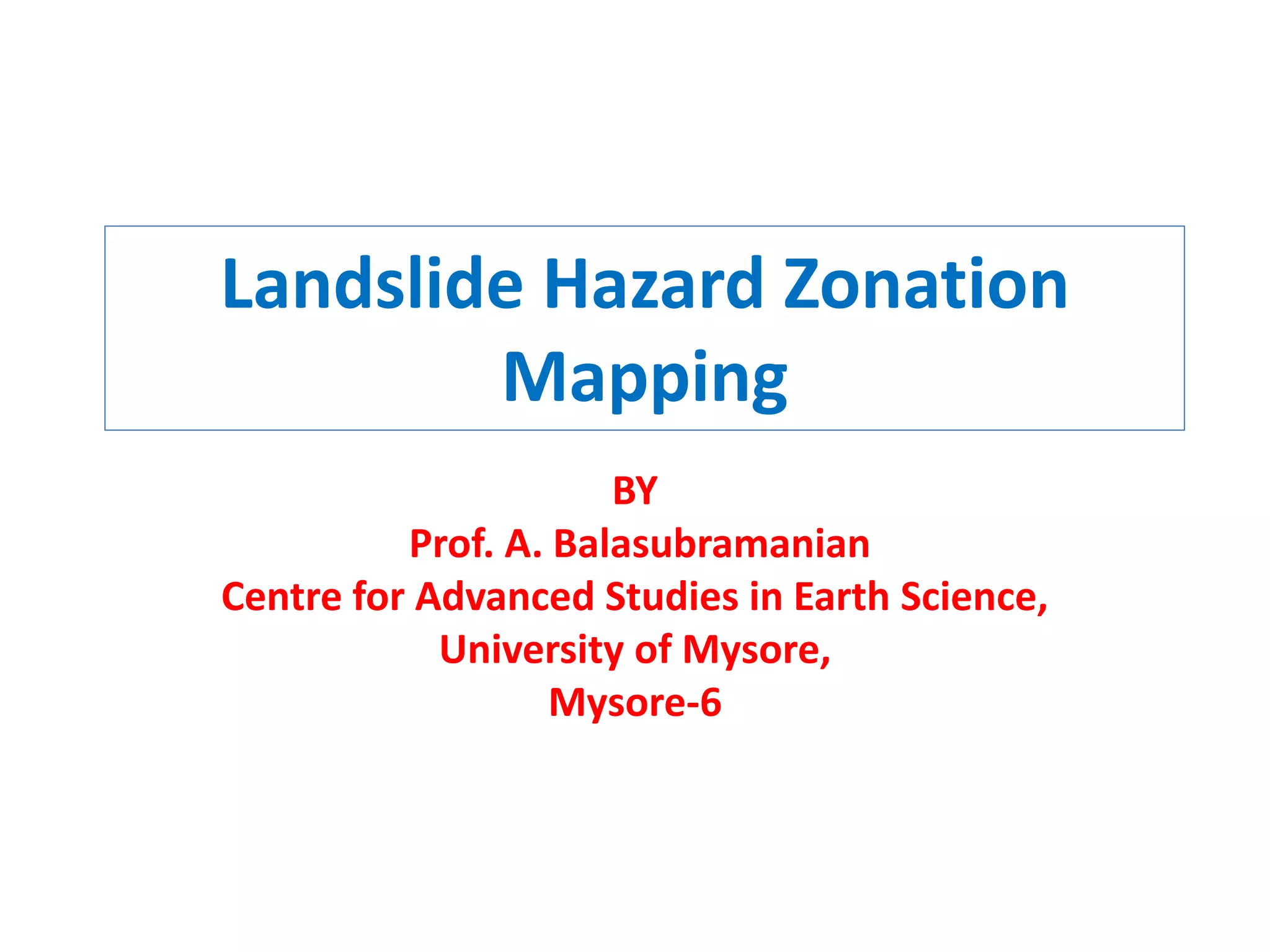 Landslide hazard zonation mapping | PDF