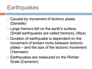 Landslides, earthquakes and tsunamis | PPTX