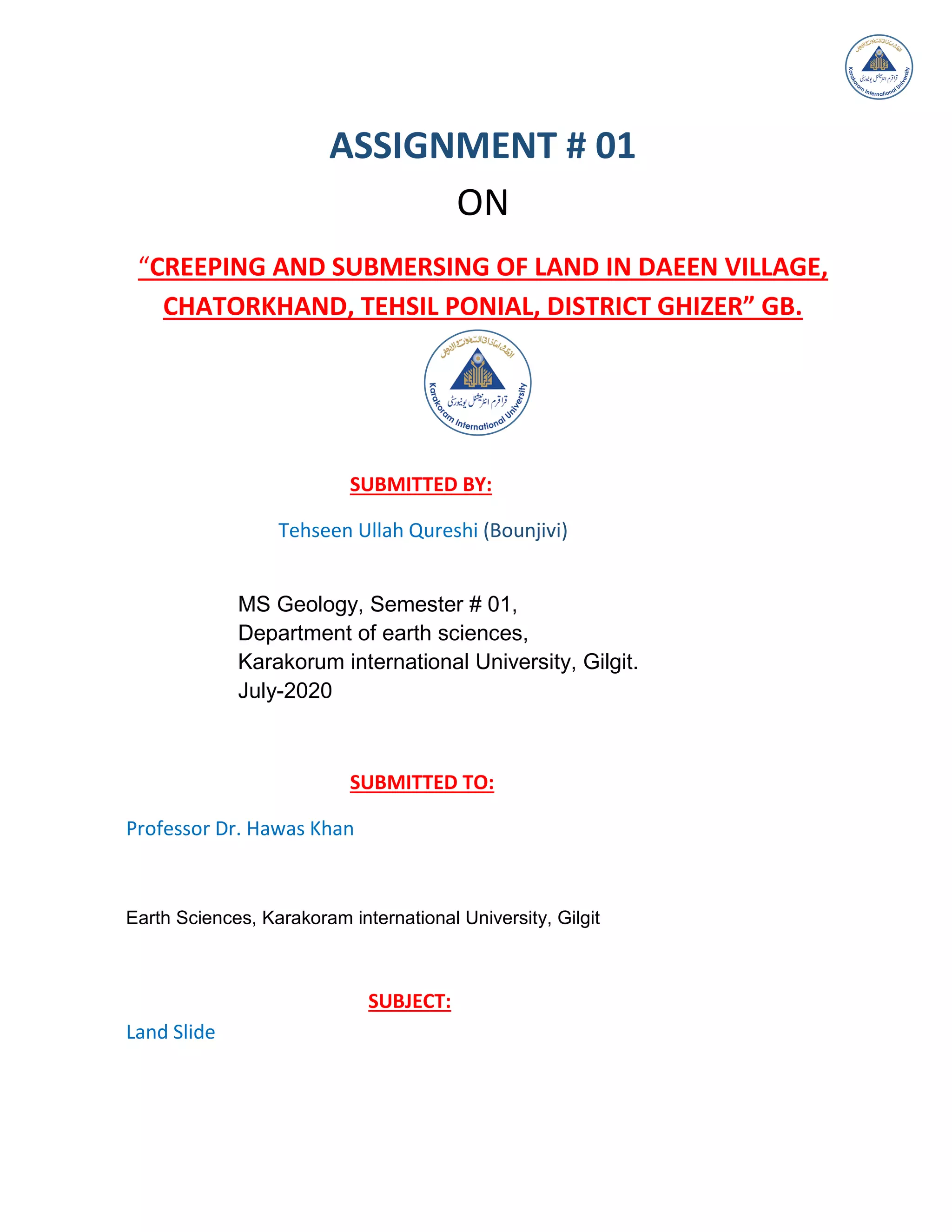 Land Slides in Chatorkhand Town, District Ghizer, Gilgit-Baltistan ...