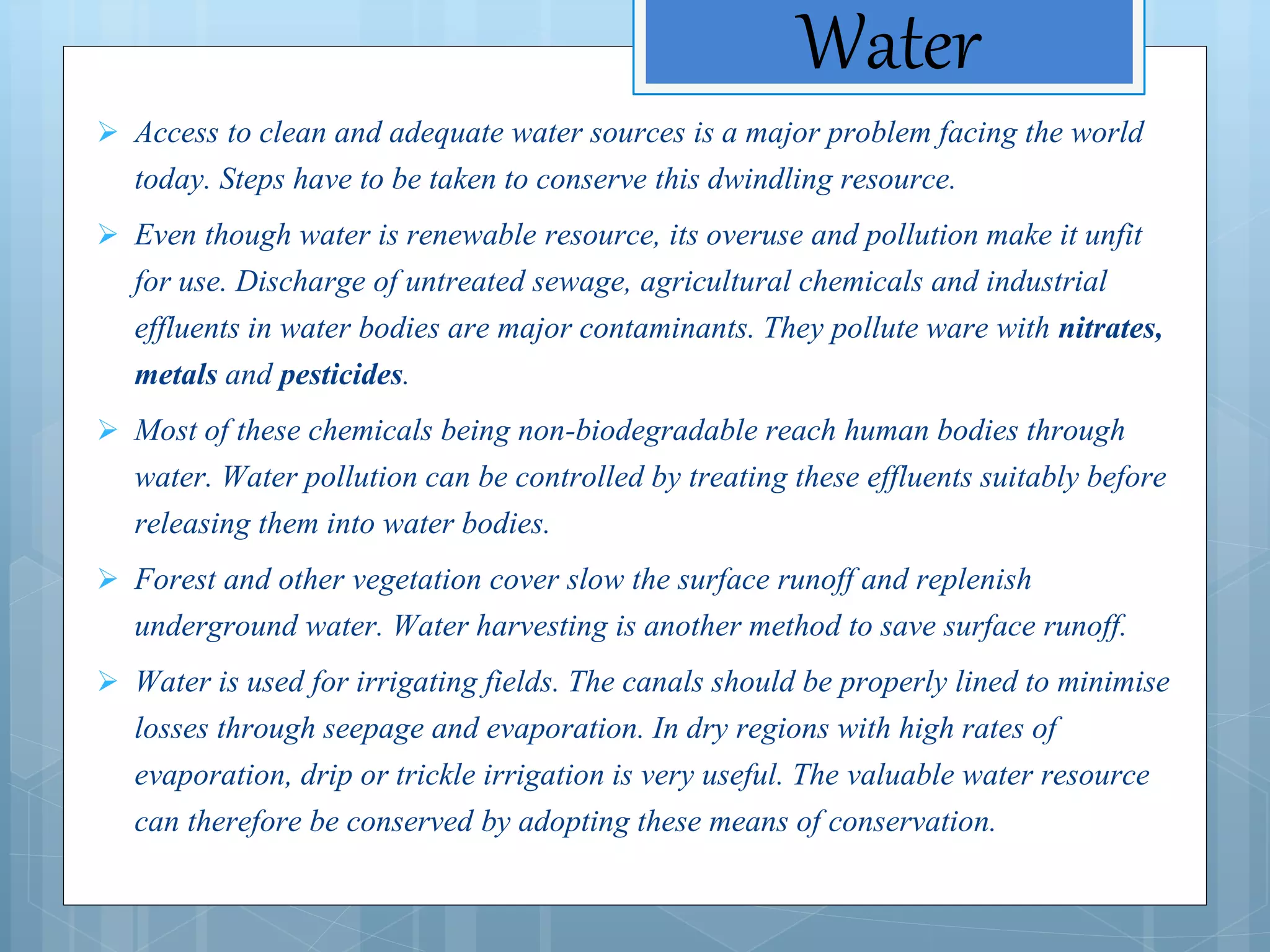 Land, soil, water, natural vegetation and wildlife resources | PPTX