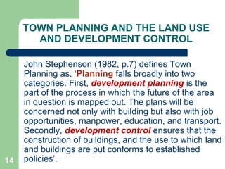 Land use and building control as a tool for implementation of master ...