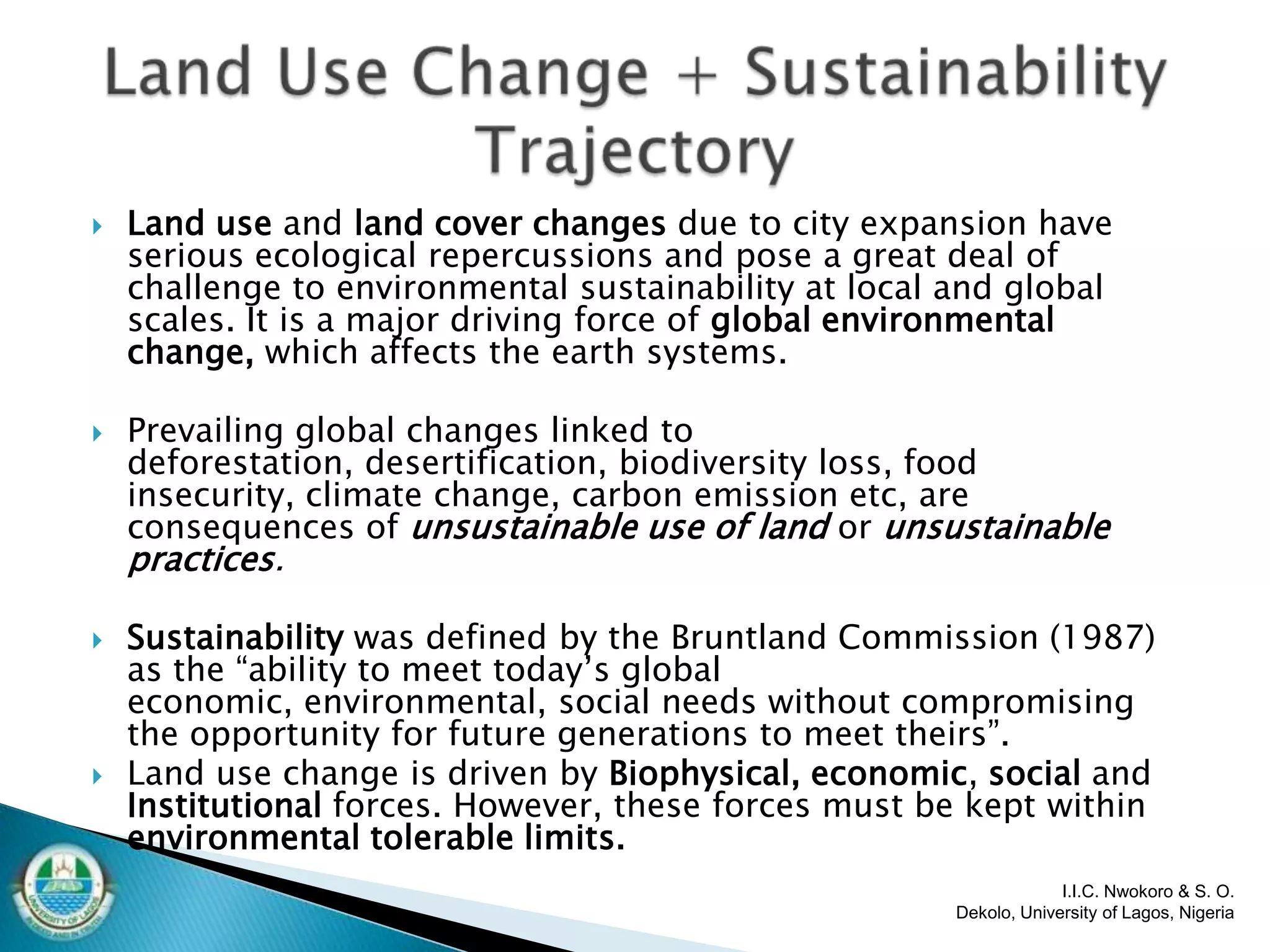 Land use change and environmental sustainability | PPTX
