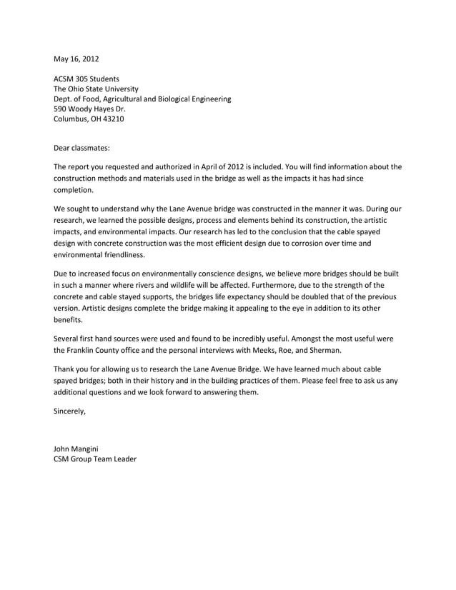 Lane ave bridge report | DOCX | Civil Engineering Industry | Industries