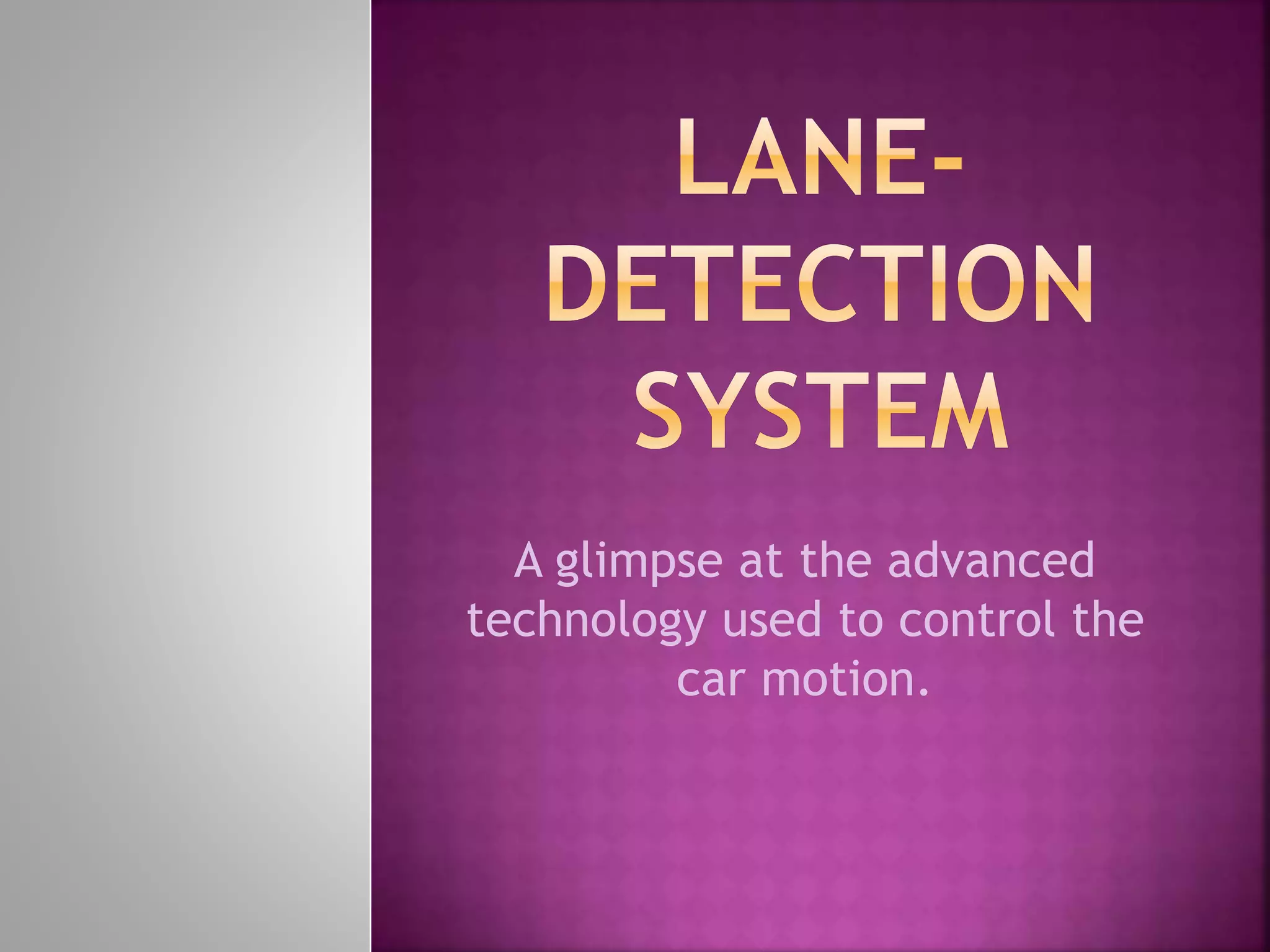 Lane detection sensors | PPTX