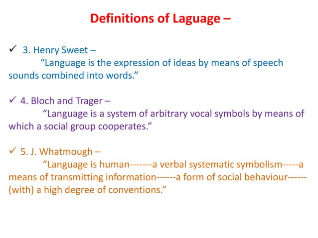 What is language? Definitions of different authors | PDF