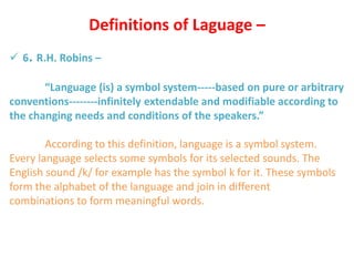 What is language? Definitions of different authors | PDF