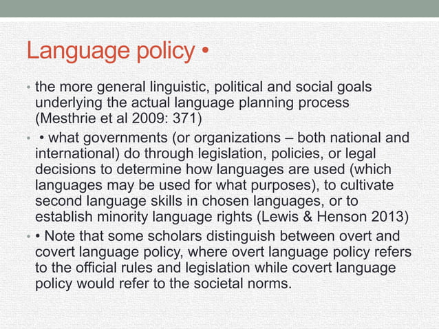 Langauge planning and policies | PPTX