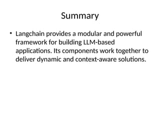 Langchain Framework Presentation for AI and LLMs | PPTX