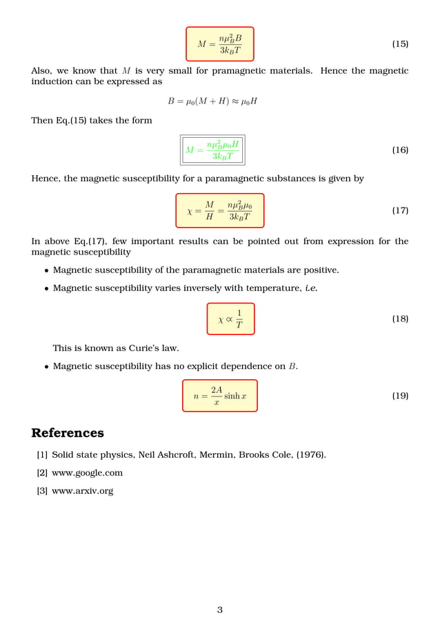 Langevin theory of Paramagnetism | PDF