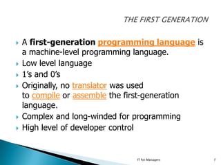 Lang generations 7557_syed_ghazanfarnaqvi_saturday | PPTX | Programming Languages | Computing