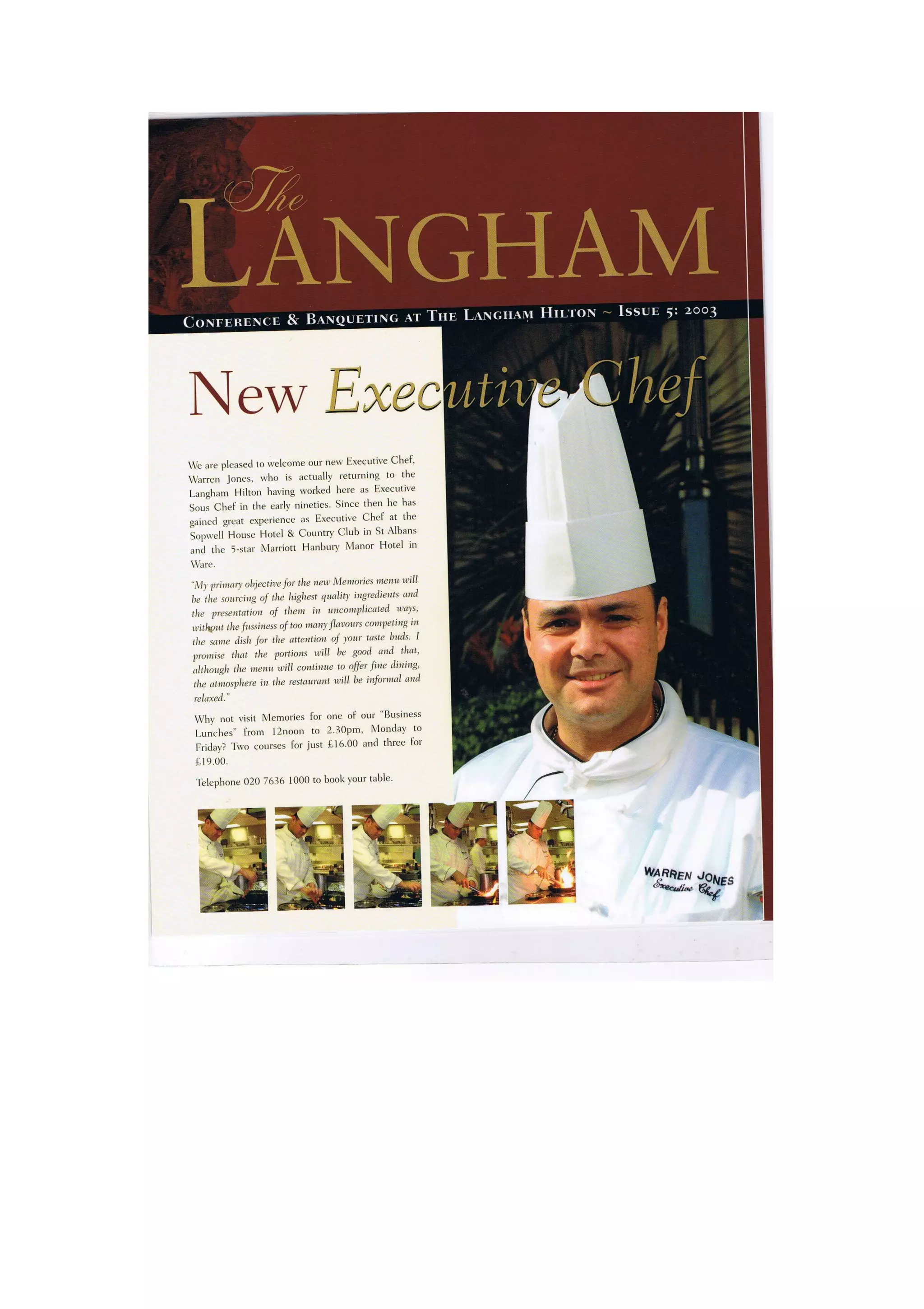 Warren Jones Langham Hilton Executive Chef | DOC