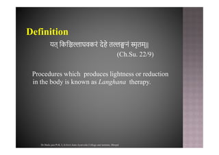Langhan therapy - a unique ayurvedic treatment principle | PDF