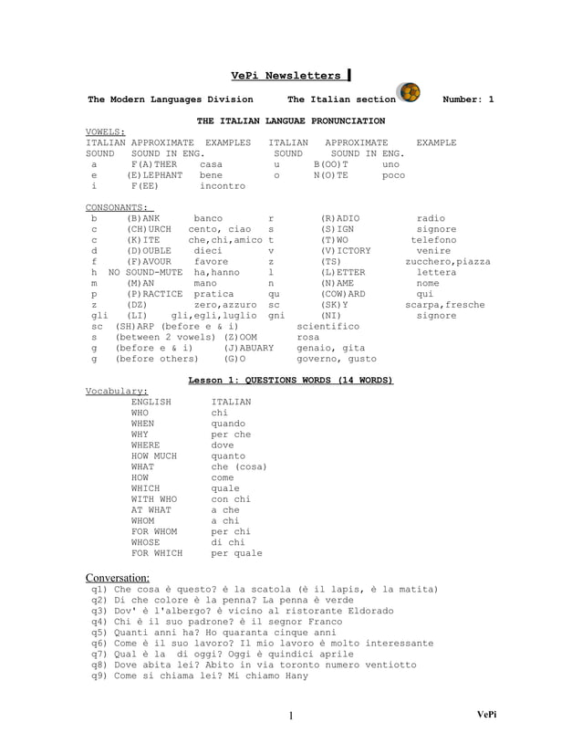 Learn italian language | PDF