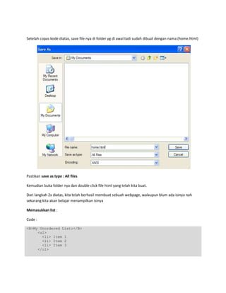 Langkah awal-membuat-html | PDF