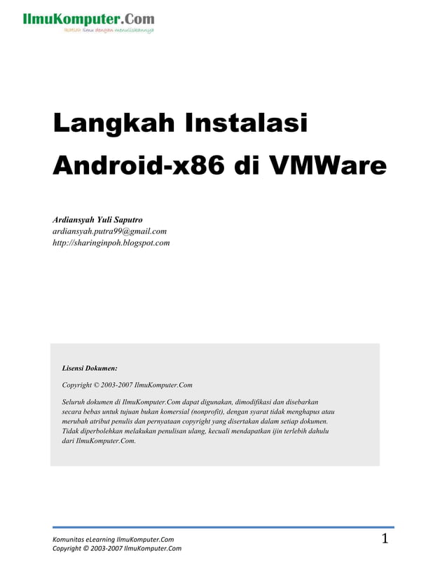 Langkah instalasi-android-x86 di Vmware | PDF