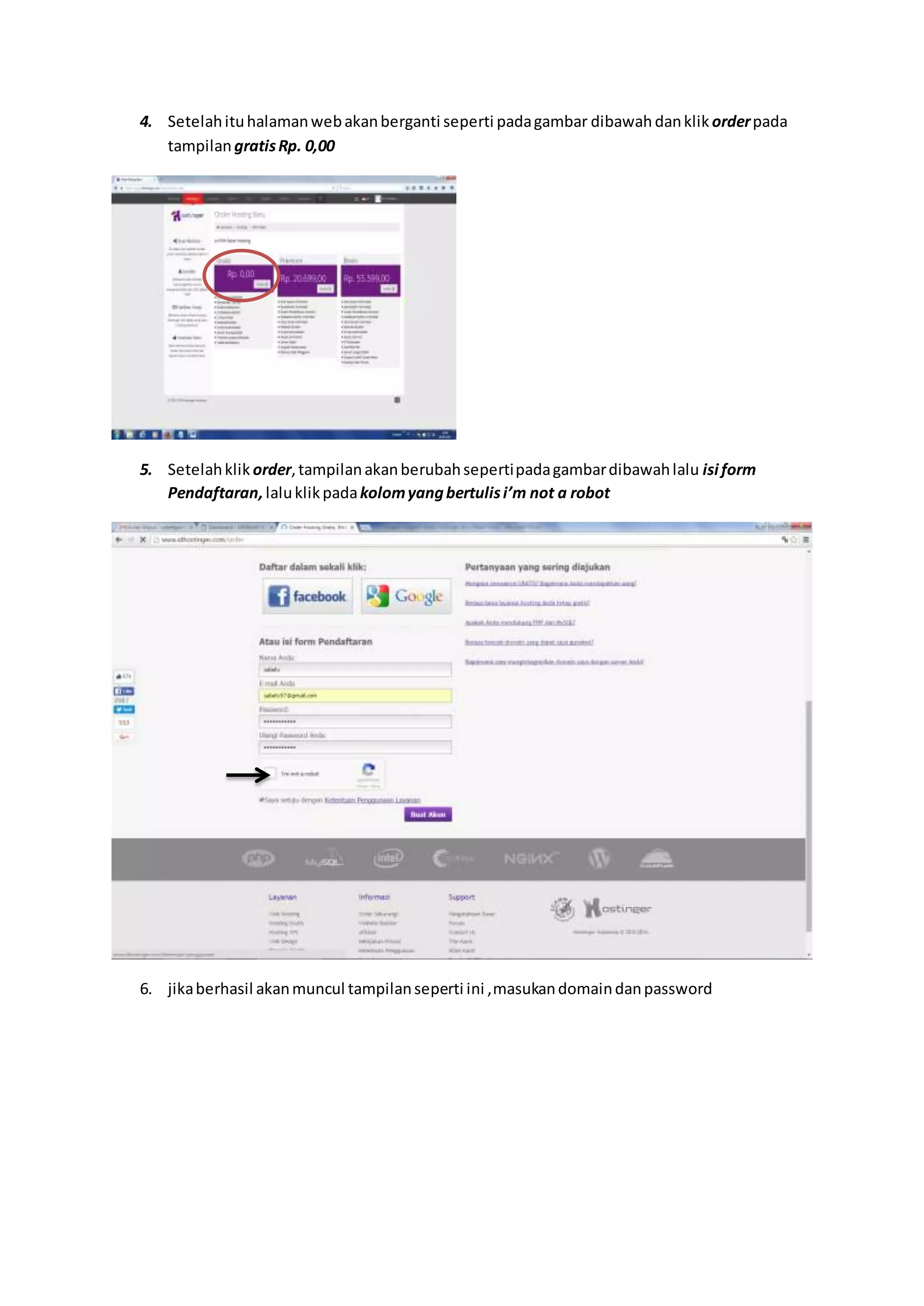 Langkah langkah belajar hostinger | DOCX