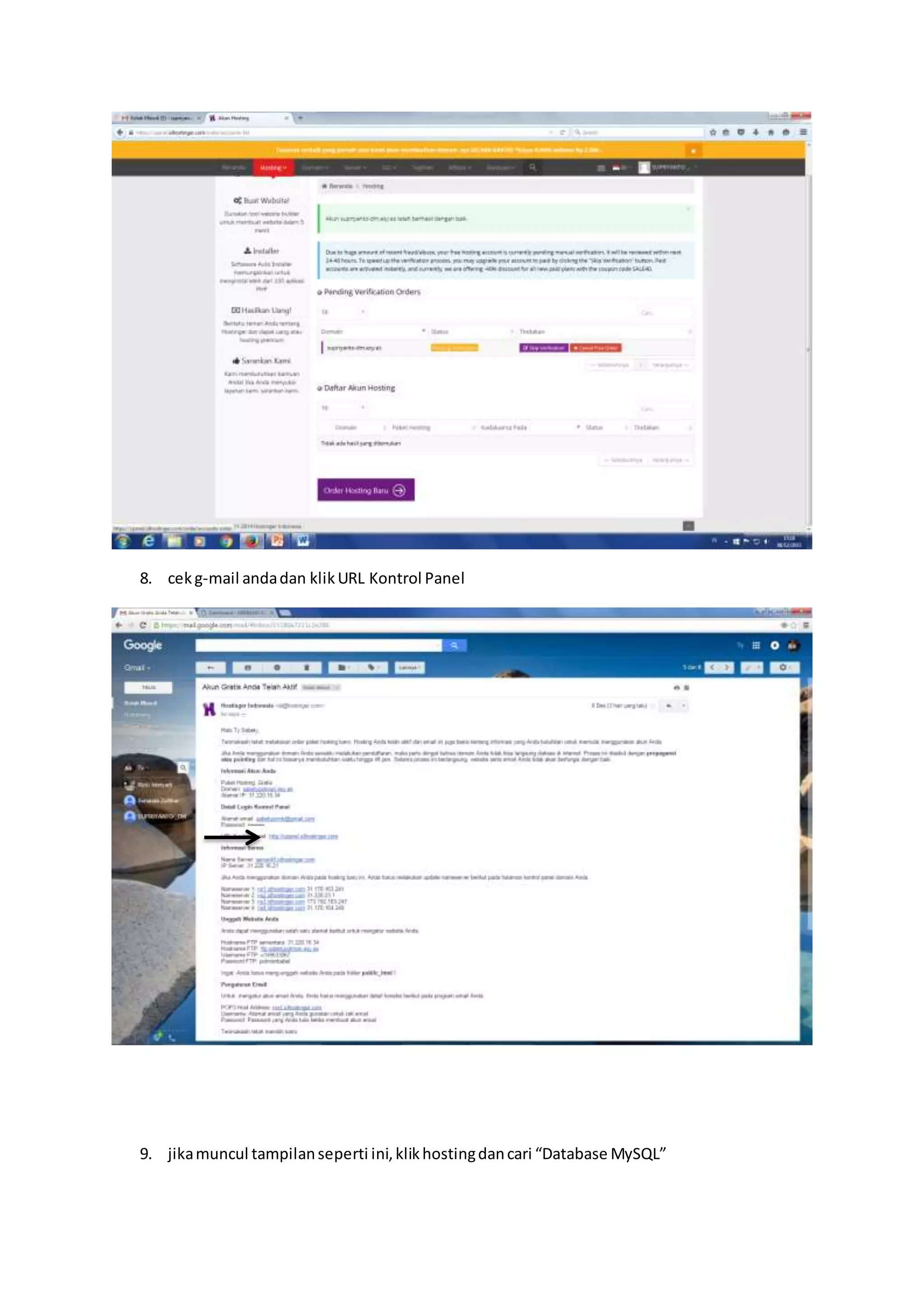 Langkah langkah belajar hostinger | DOCX