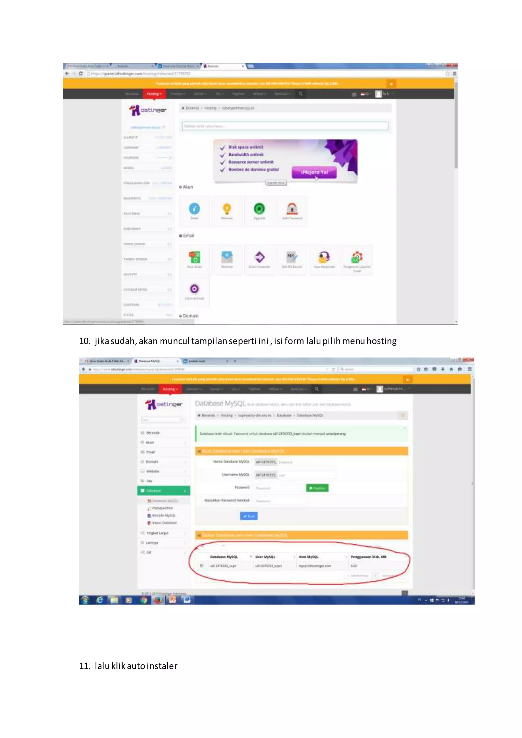 Langkah langkah belajar hostinger | DOCX