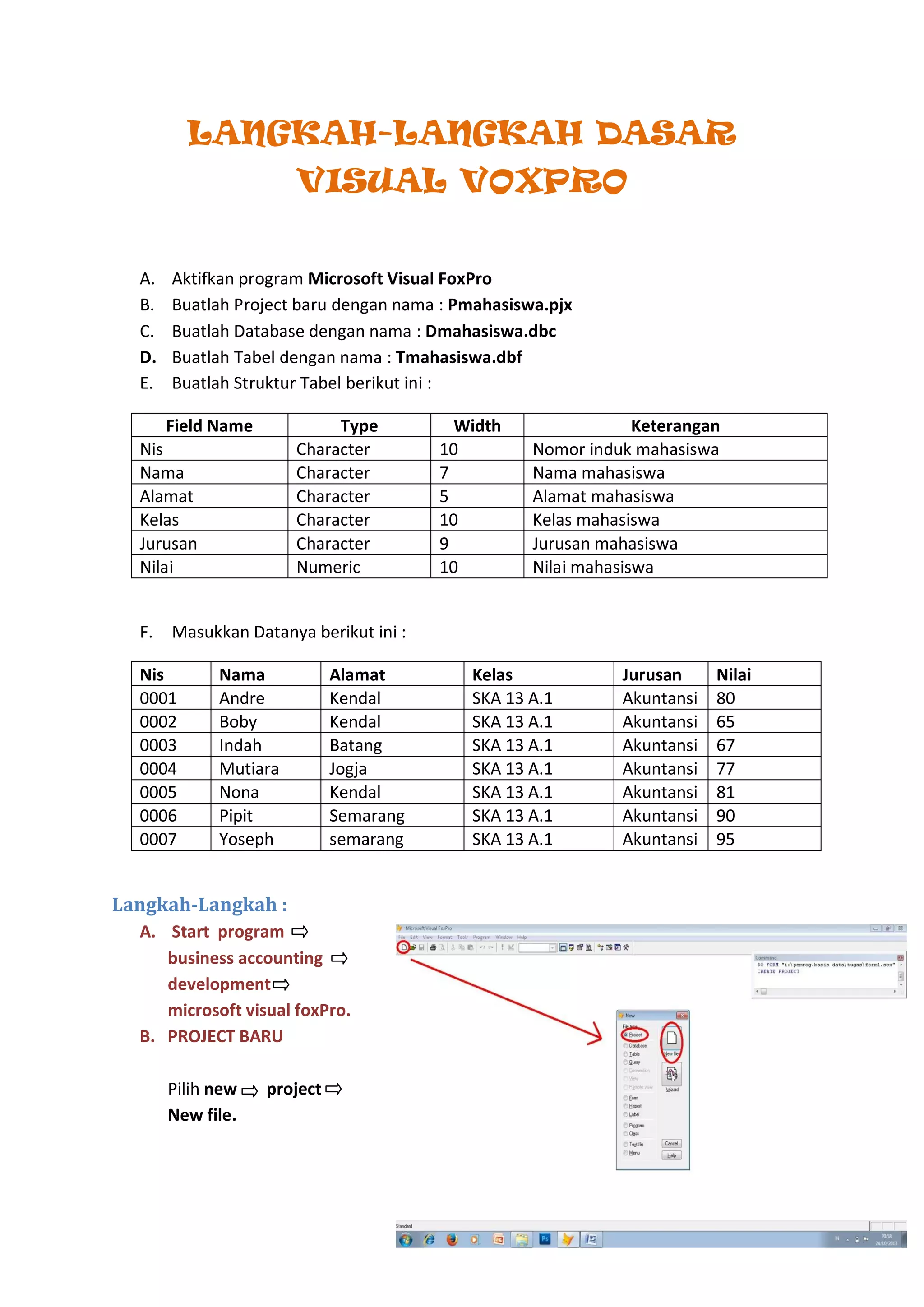 Langkah langkah dasar visual foxpro | PDF