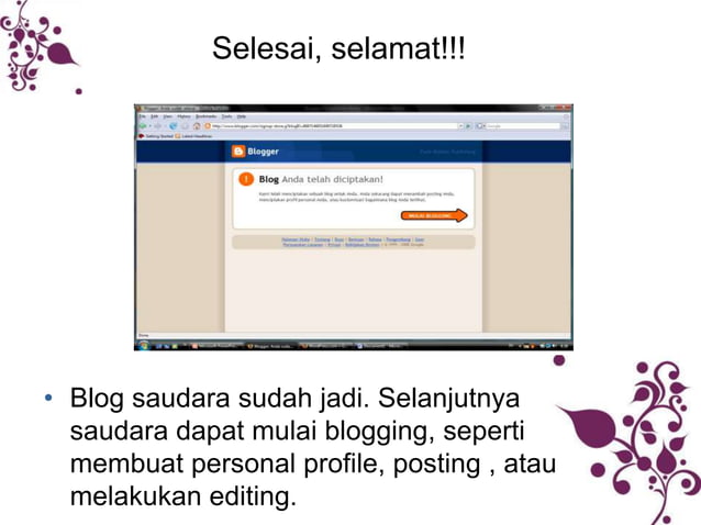 Langkah langkah Membuat Blogger | PPTX