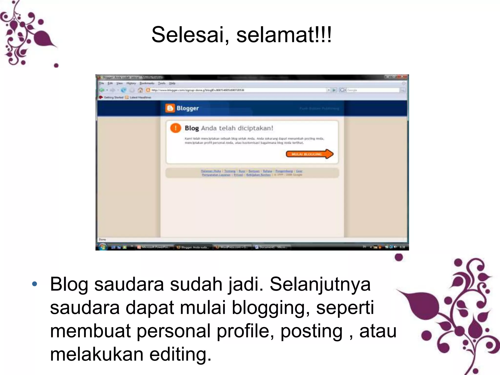 Langkah langkah membuat blog | PPTX