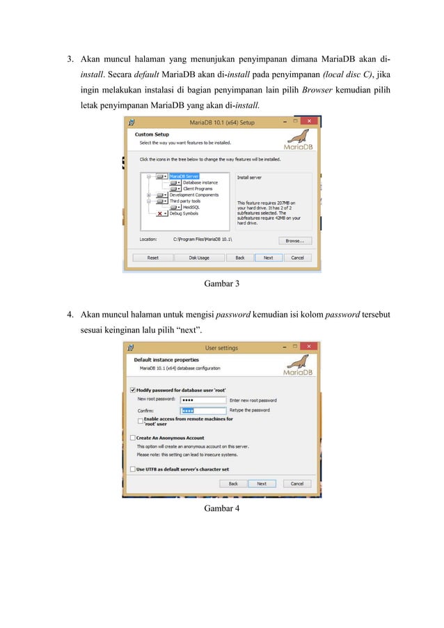 Langkah langkah menginstall maria db, penerapan ddl dan dml | PDF