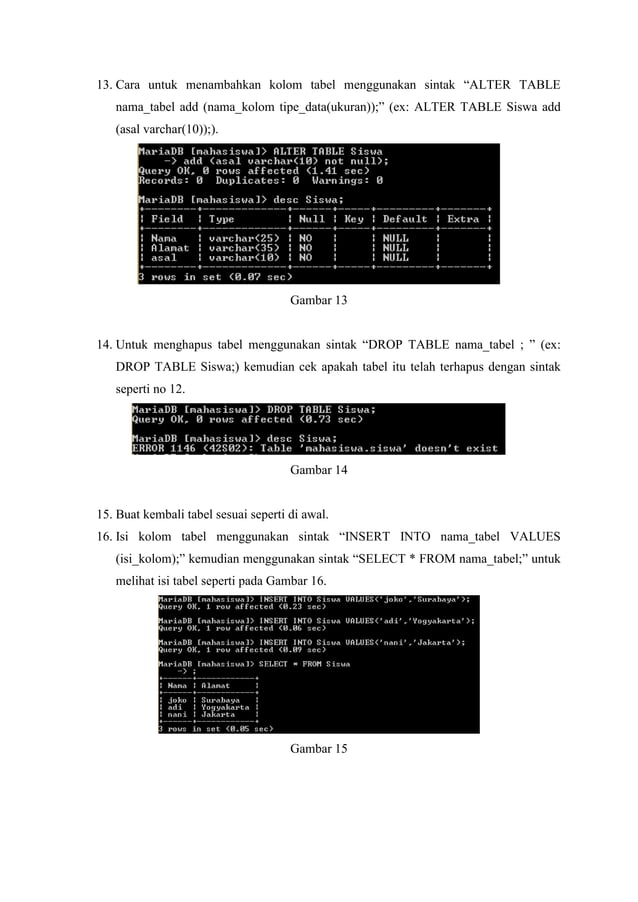Langkah langkah menginstall maria db, penerapan ddl dan dml | PDF