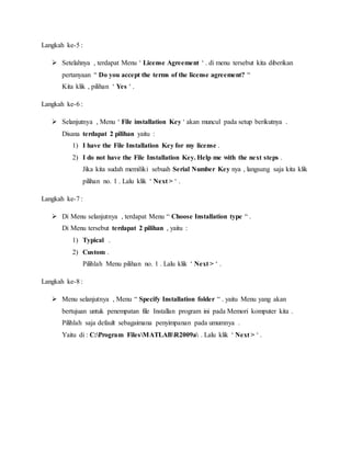 Langkah langkah menginstall matlab&simulink r2009a | PDF