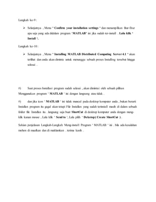 Langkah langkah menginstall matlab&simulink r2009a | PDF