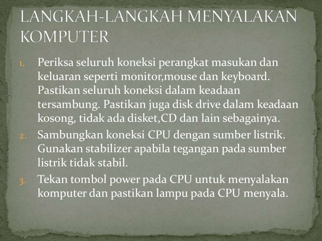 Langkah Langkah Menyalakan Komputer - Piffle.me