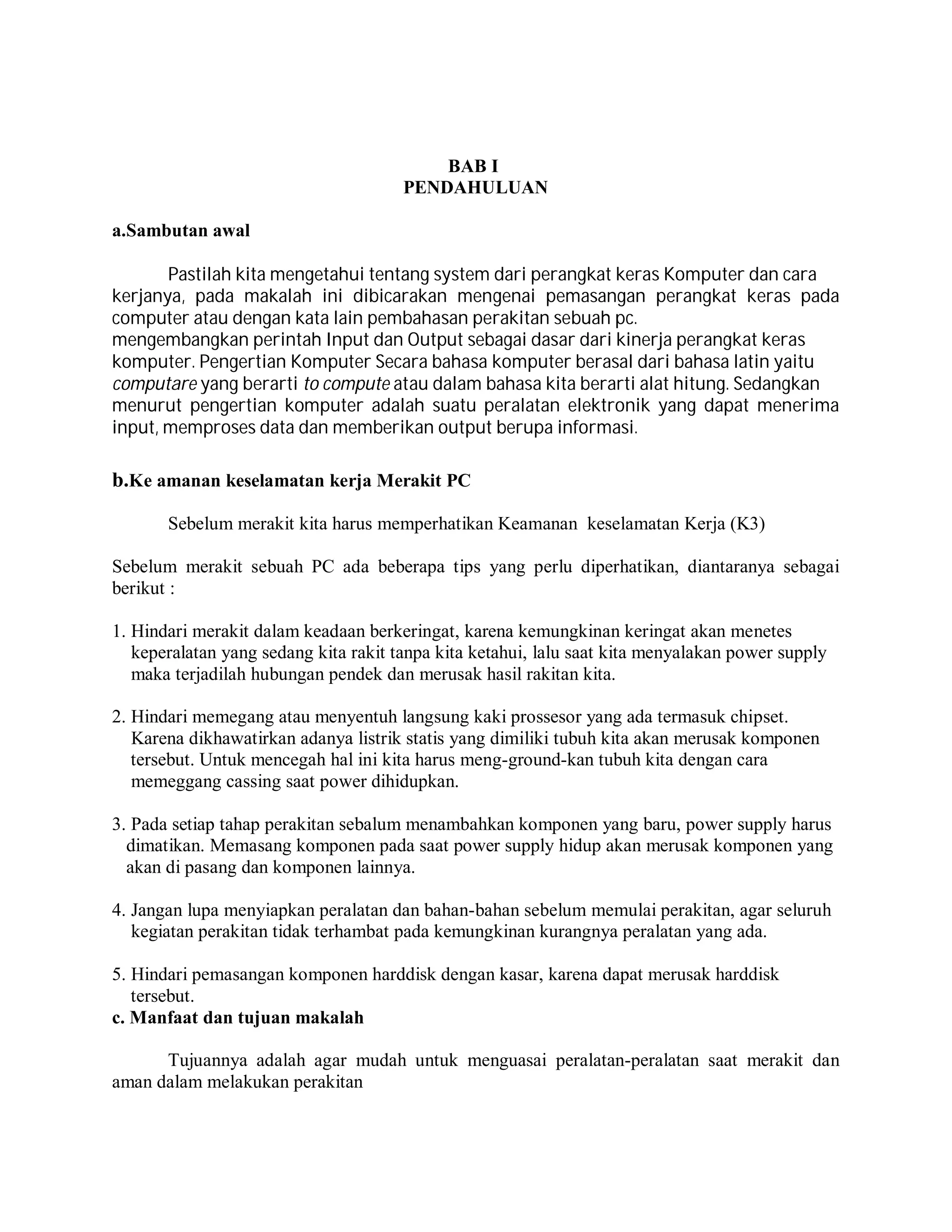 Langkah Langkah Perakitan PC | PDF