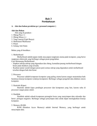 Langkah Langkah Perakitan PC | PDF